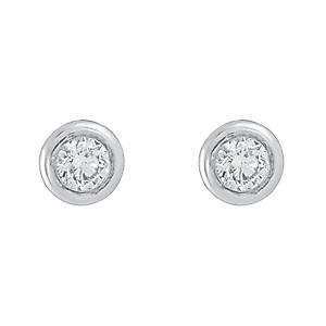 1/10 Carat Bezel Set Diamond Stud Earrings in 10K White Gold