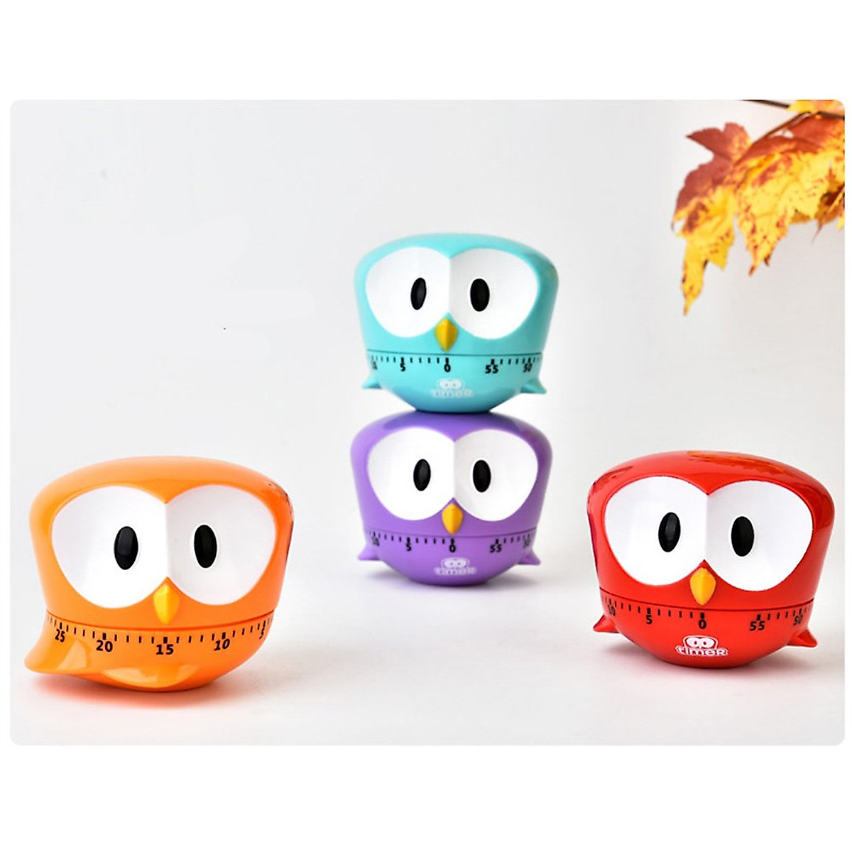 Cartoon Big Eyed Eagle Machinery Timer 60 Minutes Mechanical Kitchen Cooking Timers Clock Loud Alarm Counters Manual Timer Kitchen Utensil (Purple)