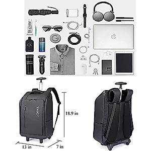 YH&GS Rolling Backpack, Waterproof Backpack with Wheels for Business College Student