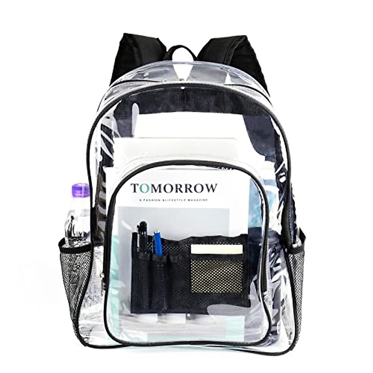 Clear Backpack Heavy Duty Clear Bookbag See Through Backpack Transparent Plastic Bookbags for School Work,Boys Girls Adults