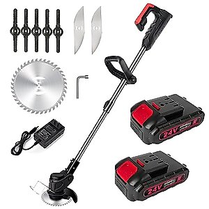 Electric Weed Eater, Weed Wacker Battery Powered, Cordless Lawn Trimmer Weed Eater Tool with Adjustable Handle 3 Function Blades Weed Eater Brush Cutter for Yard and Garden