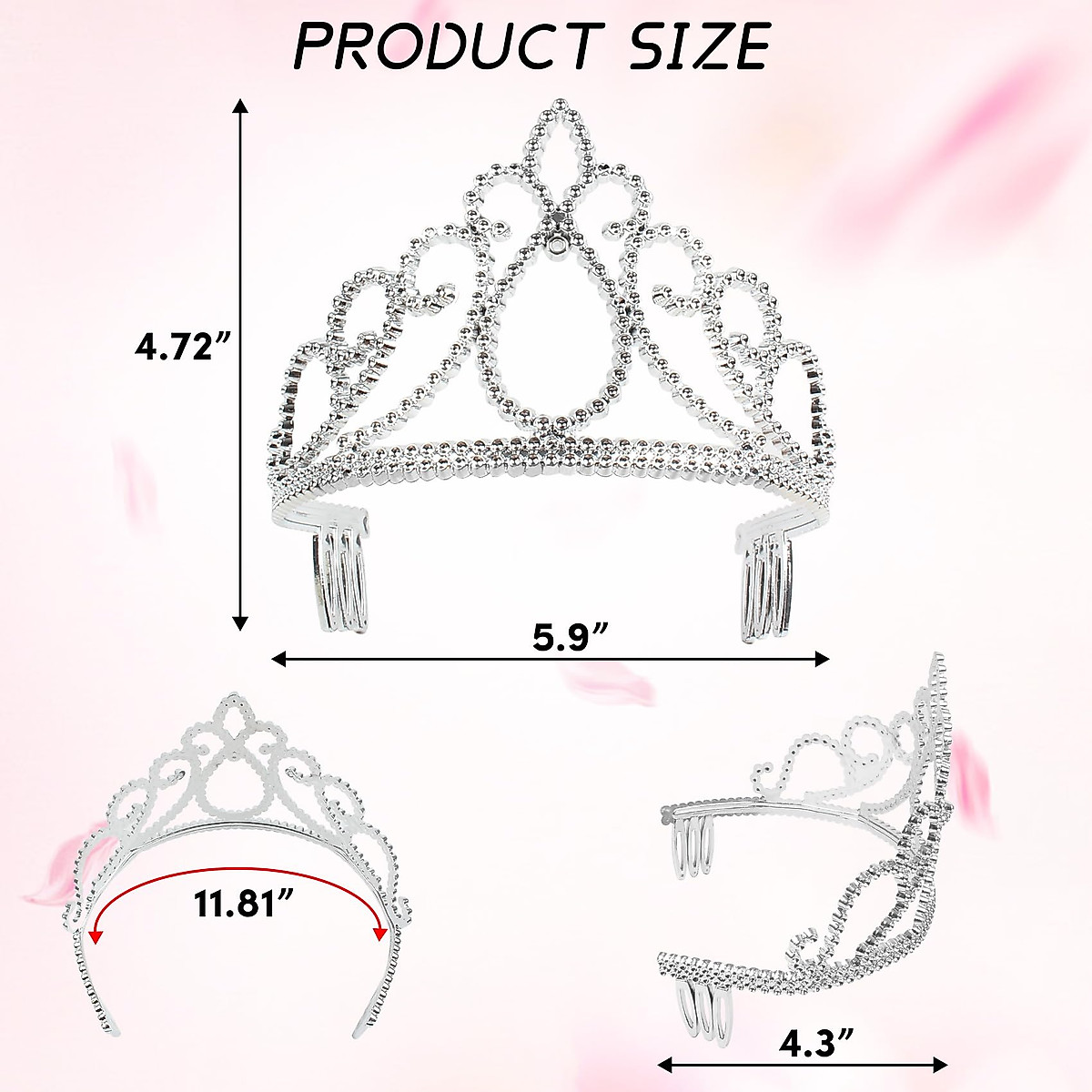 XiangGuanQianYing 12 Pieces Dress up Crowns Princess Crowns and Tiaras Dress up Costume Party Favor Accessories Silver Tiaras for Little Girls for Kids Wedding Prom Birthday Party
