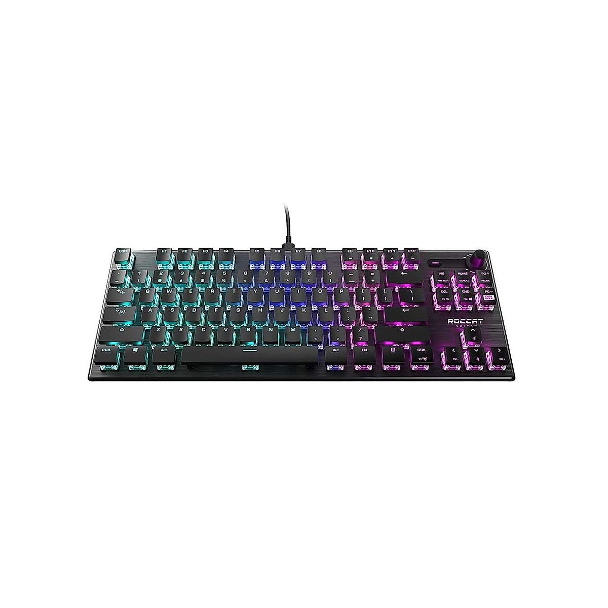 ROCCAT Vulcan TKL Linear PC Gaming Keyboard, Titan Switch Mechanical with Per Key AIMO RGB Lighting, Tenkeyless, Compact Design, Anodized Aluminum Top Plate, Detachable USB-C Cable, Black