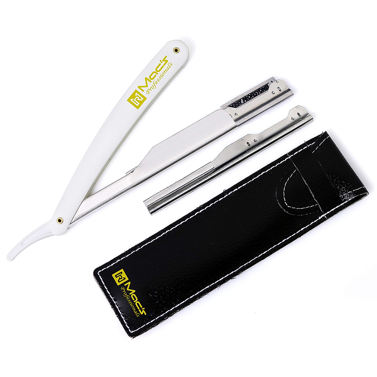 Professional Barber Straight Edge Barber Razors Macs Brand-50-01 (White Handle Razors)