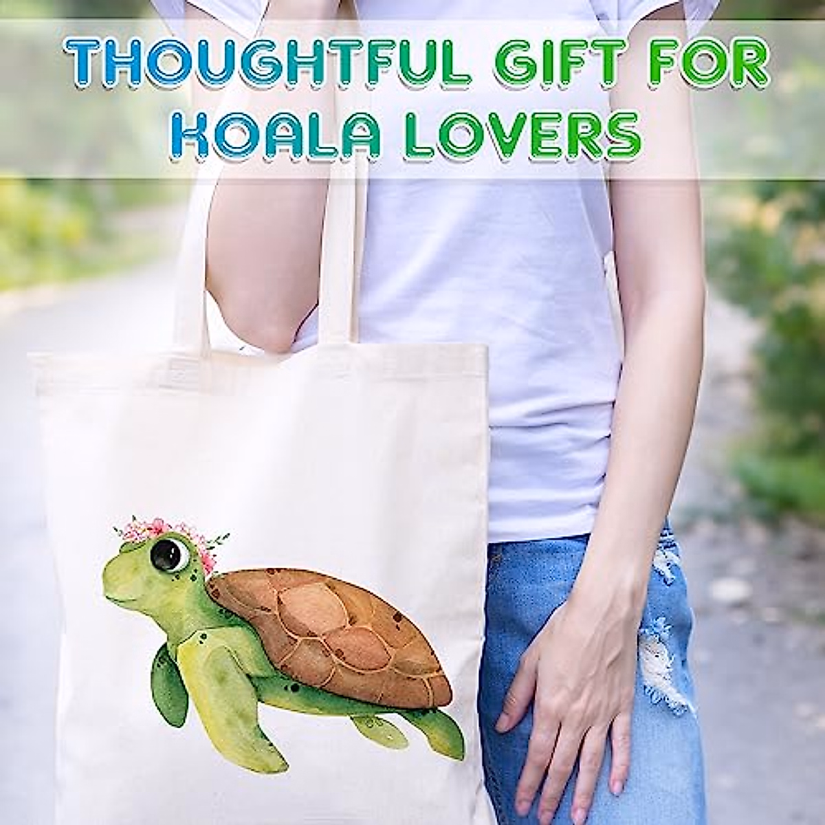 Sieral 2 Pieces Turtle Gifts for Women Turtle Lover Gifts Travel Cosmetic Bags Turtle Portable Makeup Zipper Pouch and Canvas Tote Bag Reusable Turtle Gifts for Girl Woman Lady