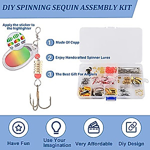 Fishing Lure DIY Kit 228pcs Spinner Making Kit Spinnerbaits Accessory Blade Clevis Wire Shaft Treble Hooks Tackle Set Fishing Spoon Rigs Fishing Gift
