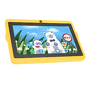 Kids Tablet for 10, 7 inch Eye Protection Touch Screen, Dual Camera, 2GB RAM 32GB ROM, 5G WiFi Dual Band, 8 Cores CPU, Kid Proof Case (Yellow)