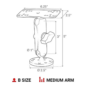 RAM Mounts Garmin Marine Electronic Mount RAM-B-111U with Medium Arm Compatible with Select Garmin Devices