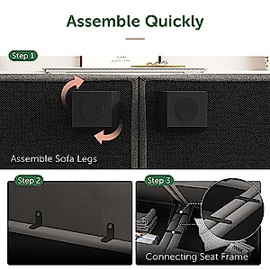 HONBAY Modular Sectional Sofa Velvet U Shaped Couch with Ottomans Convertible Sectional Couch 7 Seater Sofa with Storage Seat, Grey