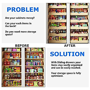 WelFurGeer Pull Out Shelves for Kitchen Cabinets, Slide Out Wood Cabinet Organizer, Pull Out Cabinet Shelf, Pantry Organizers and Storage, Wood Rack for Kitchen, Bathroom (26" Wide)