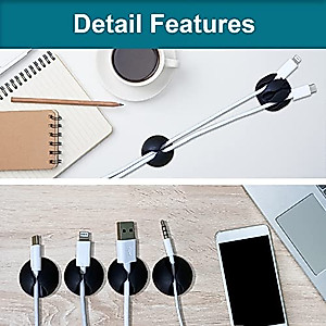 SDZONGES Cord Organizer, 6PCS Cable Clips, Black Cord Holder, Cable Organizer for Desk Management (5PCS One Slot+1PCS Triple Slot)