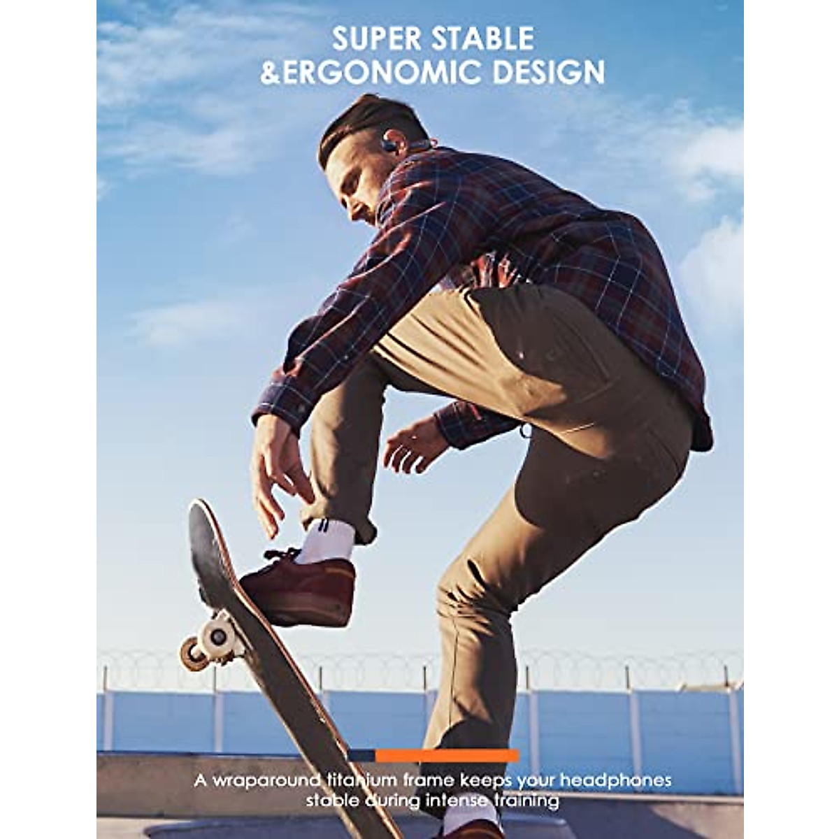 Oraimo Open Ear Headphones, Wireless Earbuds for Android & iPhone, Open Ear Earbuds, Built-in Mic,Sweat/Splash Proof, 16 Hrs Music Play, for Running Cycling Climbing with Deep Base