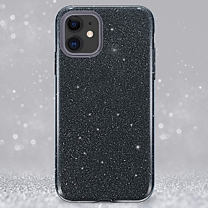 MILPROX Case Compatible for iPhone 11, Bling Sparkly Glitter Luxury Shiny Sparker Shell, Protective 3 Layer Hybrid Anti-Slick Slim Soft Cover for iPhone 11 6.1 inch (2019)-Black