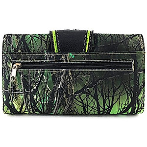 Justin West Abstract Butterfly Buckle Black Conceal Carry Handbag (Green Purse and wallet)