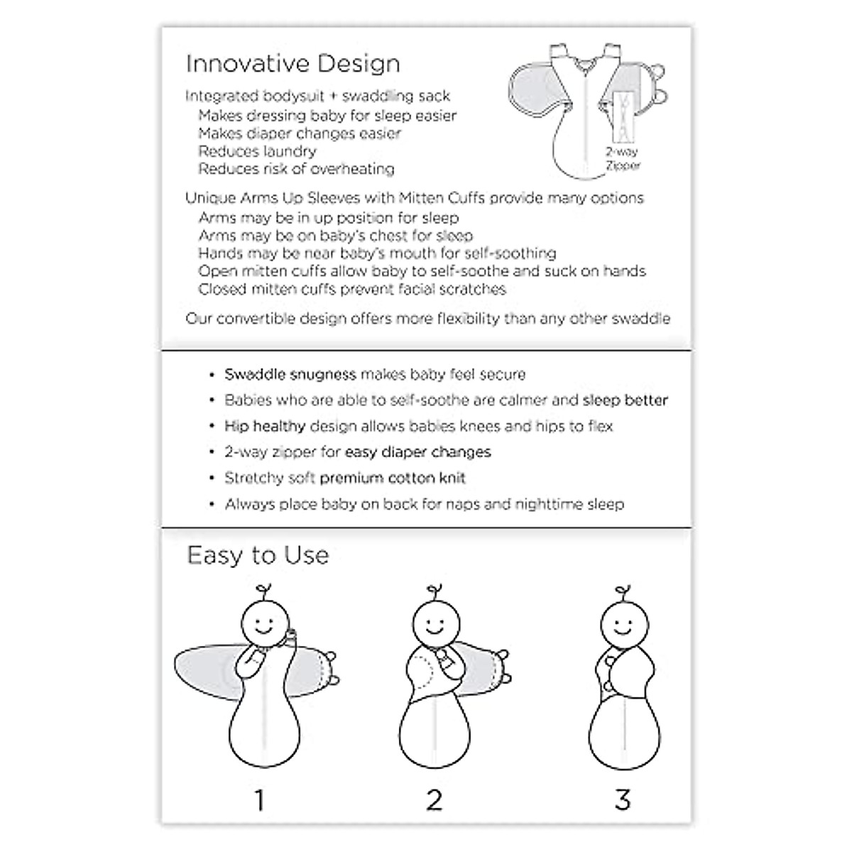 SwaddleDesigns Omni Swaddle Sack® Arms Up Half-Length Sleeves & Mitten Cuffs, Easy Swaddle Transition, Hedgehogs, 0-3 Month