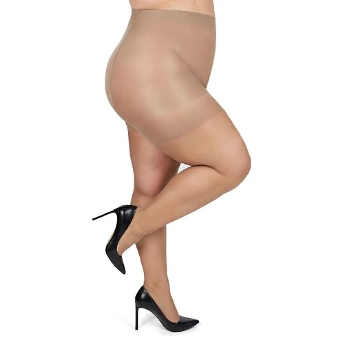MeMoi Plus Size Curvy Silky Sheer Control Top Pantyhose City Beige 7X