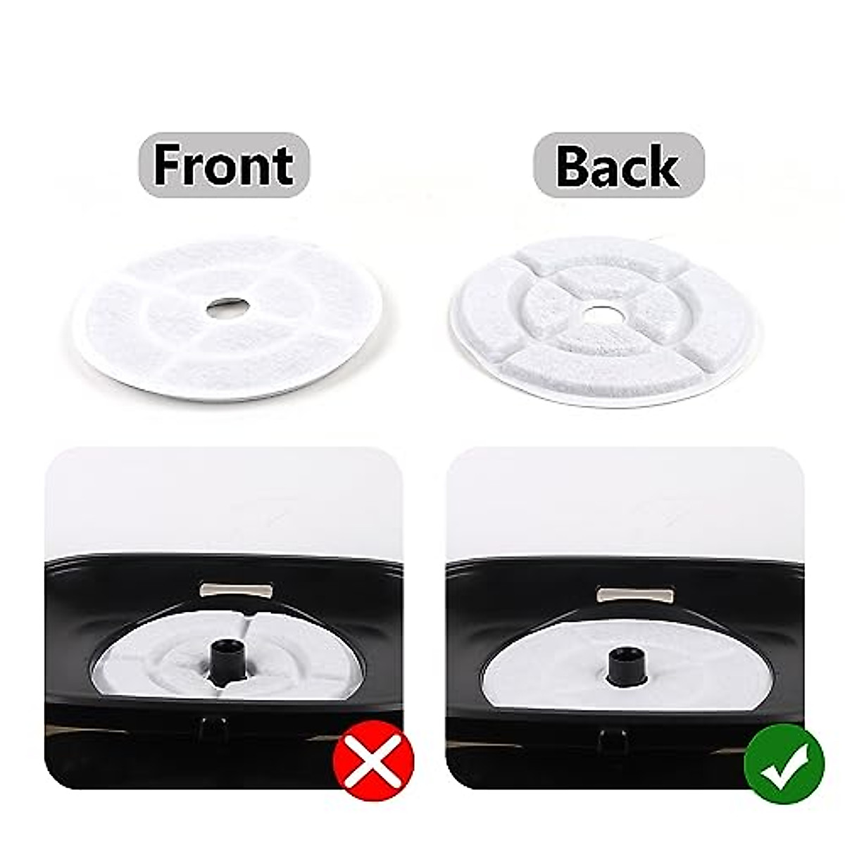 SIBAYS 6 Pack 7" Large Size Activated Carbon Cat Water Fountain F-ilters Replacement 300oz/9L Water Fountain with 5 Layers F-iltration System Pet Water Fountains,Coconut Shell and PP Cotton