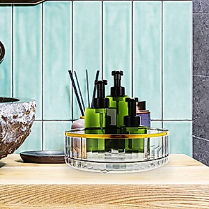 UPKOCH Turntable Organizer Rotating Condiment Rack Kitchen Cabinet Storage Container Cosmetic Makeup Organizers for Pantry Fridge Vanity Bathroom White Shelf Organizer