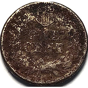 1863 P Indian Head Civil War Penny Cent Seller About Good