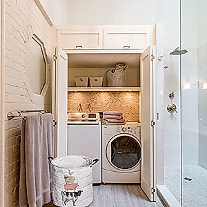 Laundry Basket Cute Farmhouse Animal on Rustic Wooden Grain Hampers for Laundry Room/Dorm/Nursery Collapsible Clothes Hamper with Handle Waterproof Storage Baskets for Bedroom/Bathroom 13.8x17in