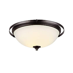 Globe Electric 61008 2-Light Flush Mount, Dark Bronze, Frosted White Glass Shade