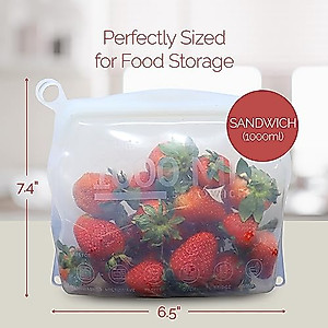 Reli. Reusable Silicone Bags (6 Pack, Multi-Size) | 2 Snack, 2 Sandwich, 2 Gallon - Clear | Silicone Bags for Food Storage | Reusable Food Storage Bags for Food, Meal Prep | Dishwasher/Freezer Safe