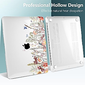 DONGKE Compatible with MacBook Air 13 inch Case 2021 2020 2019 2018 Release A2337 M1 A2179 A1932 with Retina Display & Touch ID, Plastic Hard Shell & Keyboard Cover - Floral Illustration