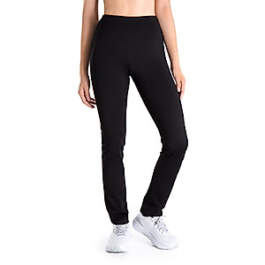 Yogipace,2 Back Pockets,Petite Women's 29" Fleece Lined Thermal Yoga Straight Leg Warm Sweatpants Winter Snow Pants,Black,Size M