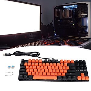 753 Wired Mechanical Keyboard, 87 Keys Blue Switch Two‑Tone Keycap Gaming Keyboard, Black & Orange Gaming Keyboard for PC Gamer Computer(75391b48gnask362)