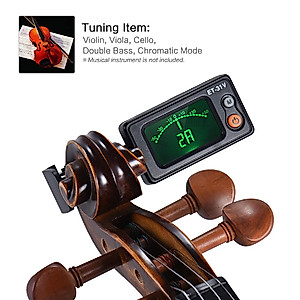 BUZHI ET-31V Multi-Function Clip-on Tuner Automatic Tuning Mode for Violin Viola Cello Bass Chromatic with LCD Display,Viola Tuner
