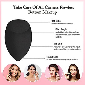 Makeup Sponges, 3-Pack Foundation Blending Beauty Sponge, Professional Beauty Makeup Set for Dry & Wet Use (Black)…