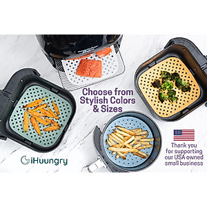 Air Fryer Silicone Liners, Non-Stick, Easy Clean, Reusable Air Fryer Liner Mats Accessories 8.5” SQUARE (2-Pack) “FUZZY PEACH” Fits most air fryer models