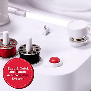 SINGER | Bobbin Winder For Sewing Machines - For Class 15 and 15J Bobbins - Simple & Portable - Battery Powered With Included Power Adapter , White