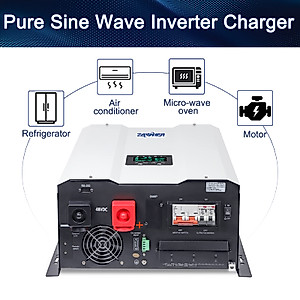 ZLPOWER UL1741 10KW Solar Off Grid Inverter 110/220Vac Low Frequency DC 48V AC Input 240V AC Output 120V/240V Split Phase Pure Sine Wave Power Converter,with 2x60A MPPT Charger Controller 10000W