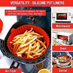 Silicone Air Fryer Liners,Replaces Flammable Parchment Paper, Air Fryer Silicone Basket Non-Stick Safe & Easy to Clean,Reusable.(Top: 8inch, Bottom: 6.75inch, 2 Pack)