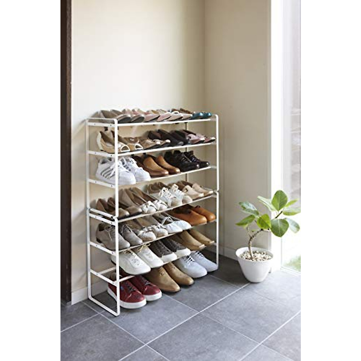 Yamazaki 7555 Extendable Shoe Rack, Frame, 3 Tiers, White