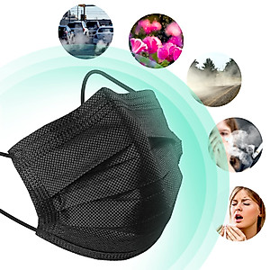 100 Pack Disposable Face Masks, 3 Ply Filter Protection Black Disposable Face Masks