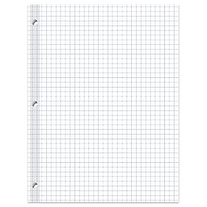 Office Depot® Brand Reinforced Filler Paper, 8" x 10 1/2", 16 Lb, Quadrille Ruled, White, Pack of 100
