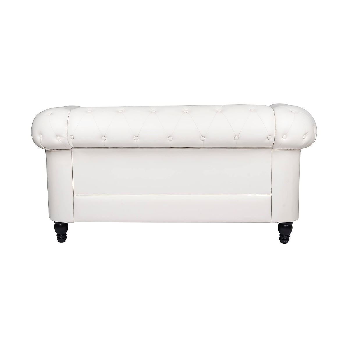 Naomi Home Chesterfield Leather Loveseat, Mini Sofa Sleeper Love Seat, Small Sofas Bed with Rolled Arms, Tufted Cushions 2 Seater Sectional Small Loveseats for Small Spaces, Living Room White