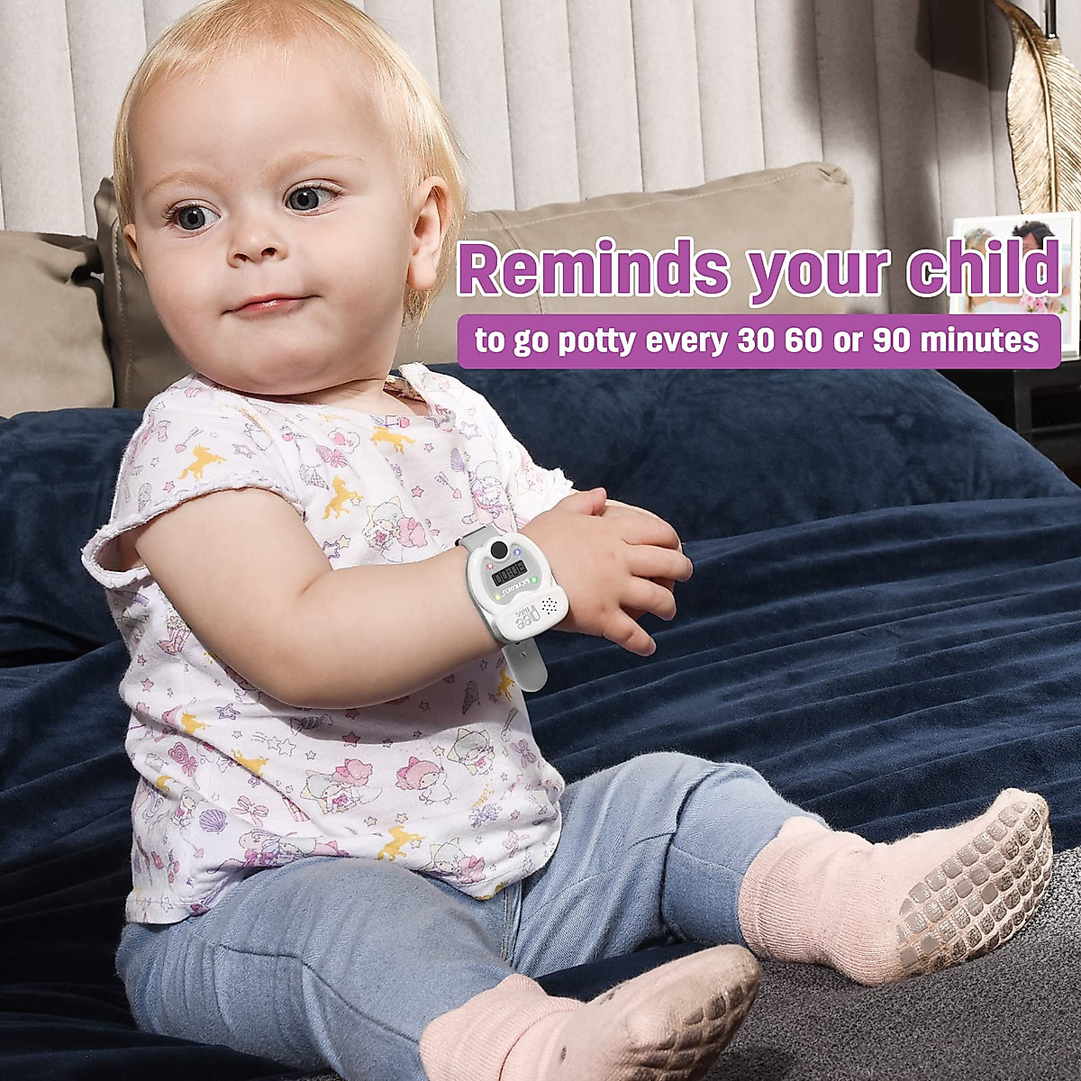 SKYROKU Silicone Kids Potty Training Timer Watch with Flashing Lights and Music Tones, Toddler Toilet Training Aid - Water Resistant (Grey)