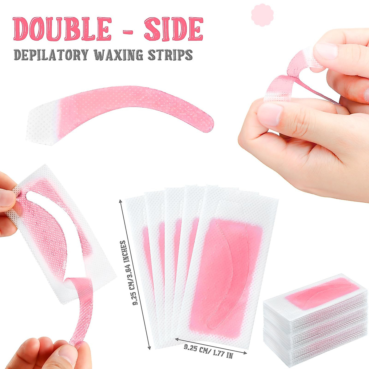 Eyebrows Wax Strips Face Eyebrow Shaper Wax Strips Cold Waxing Strip for Eyebrow Ready to Use Facial Hair Removal Strips for Women Home and Traveling, Double Side (12 Pairs)