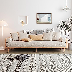 JASIWAY Modern 3 Seater Sofa, Upholstered Fabric Sofa, Solid Wood Frame Large Sofa for Living Room