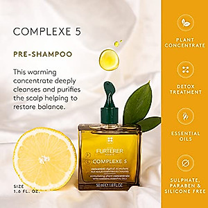 Rene Furterer COMPLEXE 5 Stimulating Plant Concentrate - Pre-Shampoo Detox Scalp Treatment - Orange & Lavendar Essential Oils - 1.6 fl. oz.