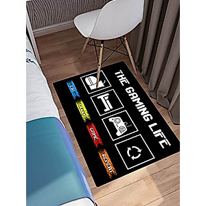 ACIIUCCUA Gaming Rugs for Teen Boys Video Game Modern Gamer Life Area Rug Black Sofa Floor Polyester Mat for Leisure/Living Room/Bedroom/Bath/Gaming Room Home Decor