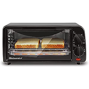 COMMERCIAL CHEF Small Microwave 0.7 Cu. Ft. Countertop Microwave with Digital Display, Black Microwave & Elite Gourmet ETO236 Personal 2 Slice Countertop Toaster Oven with 15 Minute Timer