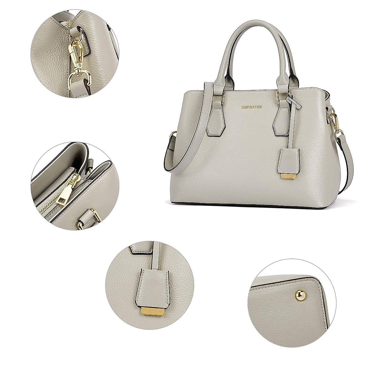 BOSTANTEN Women Leather Handbag Designer Satchel Shoulder Tote Bags Bundle with Women Leather Wallet RFID Blocking Small Bifold Wallet with ID Window