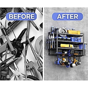 Power Tool Organizer, Large Power Tool Organizer Wall Mount, 4 Layers Garage Tool Organizers, Wall Mounted Power Tool Holder for Home, Garage, Warehouse, Workshop