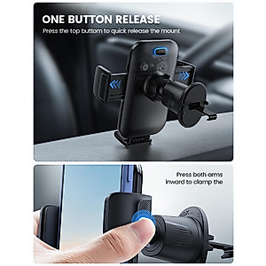 Lamicall 2024 Wider Clamp & Metal Hook Car Phone Holder Vent [Thick Cases Friendly] Phone Holder Car Hands Free Cradle Air Vent for Smartphone (Dark Grey)