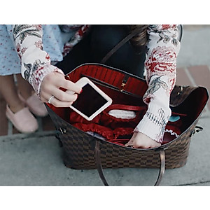 ToteSavvy – Original Tote Organizer (14x10x4”) – 11 Pockets for Changing Bag, Handbag, Backpack – Removable Insert – Stylish Divider Caddy for Essentials (Original, Luxe Red)