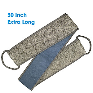 Loofah Back Scrubber, 50 Inch Extra Long Natural Flax Exfoliating Back Scrubber for Shower for Men Women, Deep Clean & Invigorate Your Skin